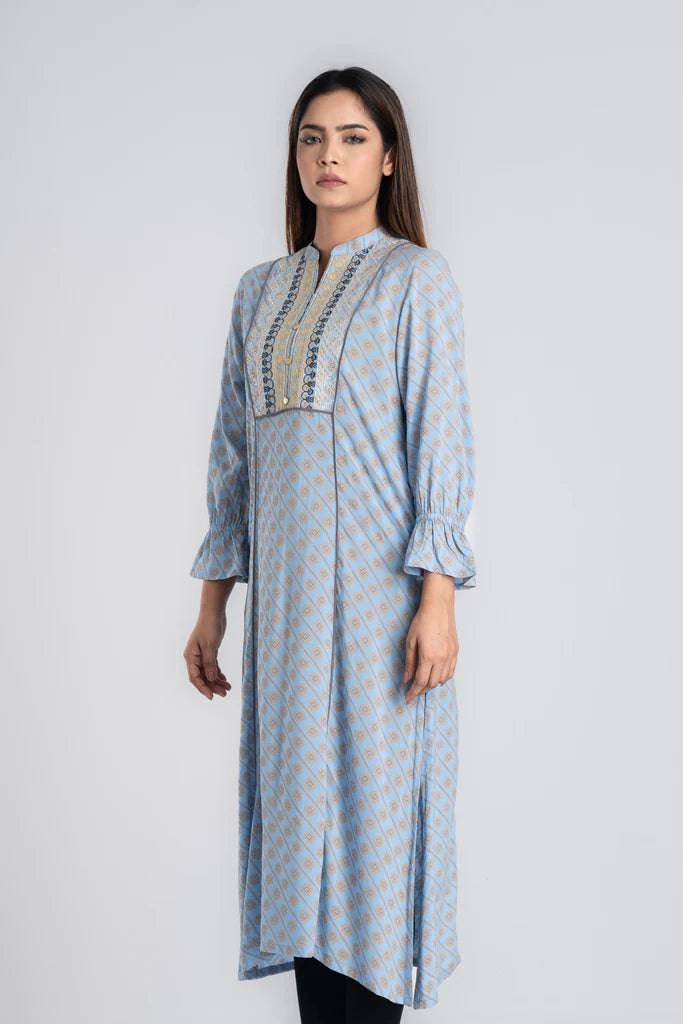 Women's ethnic : Placid Blue & Golden Yellow | Yellow Clothing