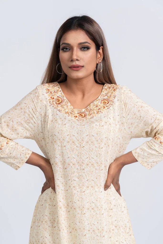 Women's Fatua : Yellow Printed & Vanilla Printed | Yellow Clothing
