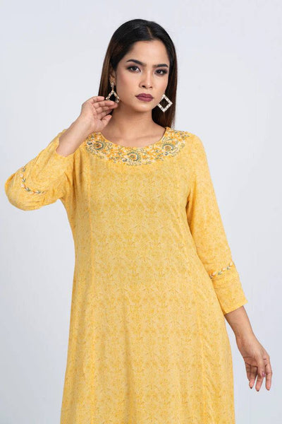 Women's Fatua : Yellow Printed & Vanilla Printed | Yellow Clothing