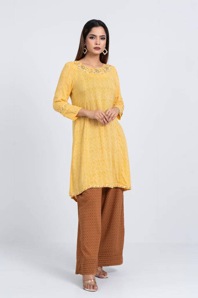 Women's Fatua : Yellow Printed & Vanilla Printed | Yellow Clothing