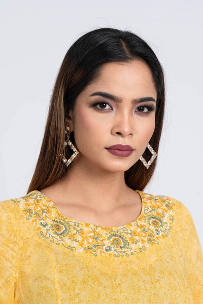 Women's Fatua : Yellow Printed & Vanilla Printed | Yellow Clothing